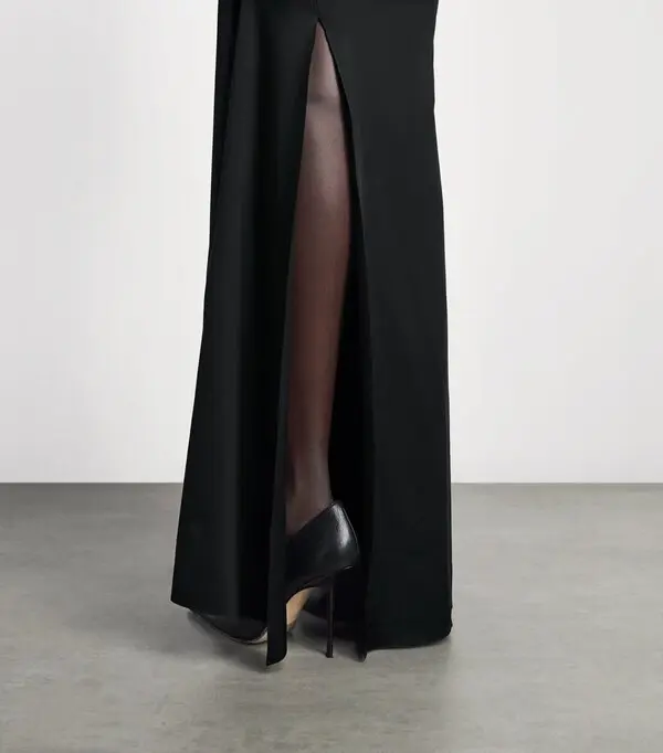 Victoria Beckham Gathered Shoulder Drape Long-sleeve Gown