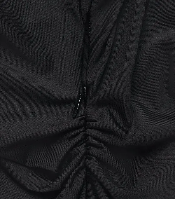 Victoria Beckham Gathered Shoulder Drape Long-sleeve Gown