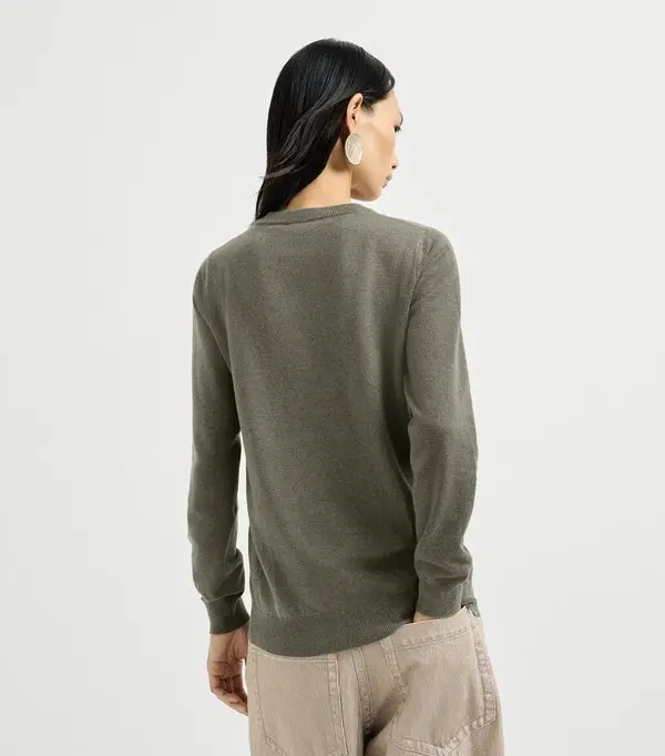 Brunello Cucinelli Cashmere Monili-detail Sweater - Green