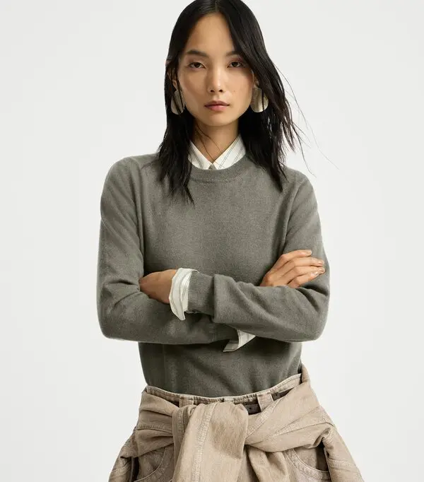 Brunello Cucinelli Cashmere Monili-detail Sweater - Green