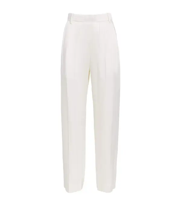 Victoria Beckham Satin Crepe Straight Tailored Trousers