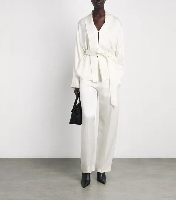 Victoria Beckham Satin Crepe Straight Tailored Trousers