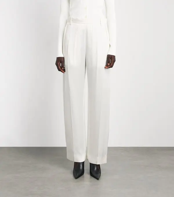 Victoria Beckham Satin Crepe Straight Tailored Trousers