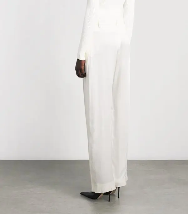 Victoria Beckham Satin Crepe Straight Tailored Trousers