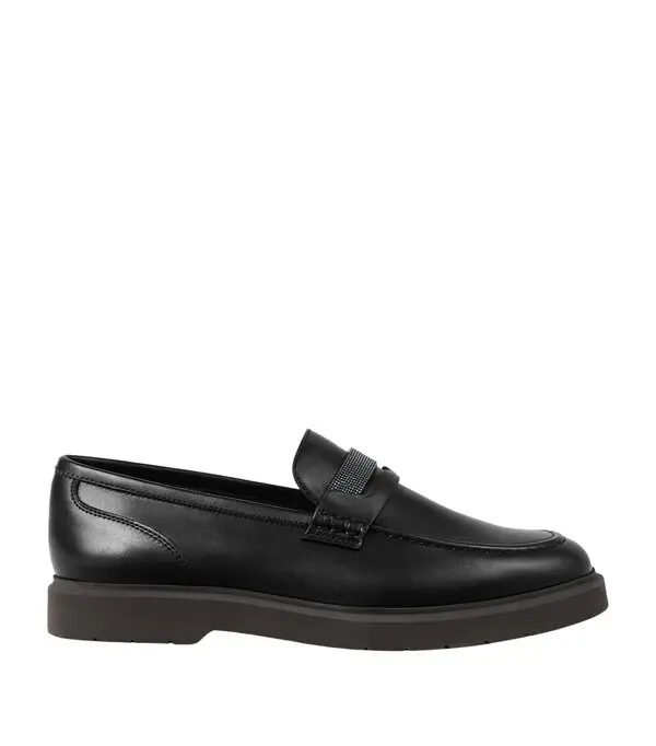 Brunello Cucinelli Leather Monili-detail Penny Loafers