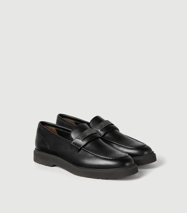 Brunello Cucinelli Leather Monili-detail Penny Loafers