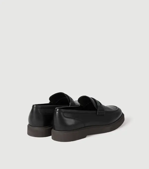Brunello Cucinelli Leather Monili-detail Penny Loafers