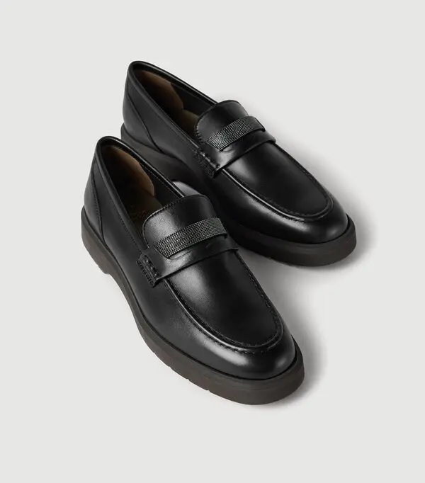Brunello Cucinelli Leather Monili-detail Penny Loafers