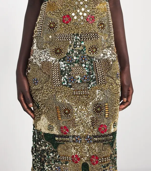 Alice + Olivia Hand-embroidered Delora Column Gown