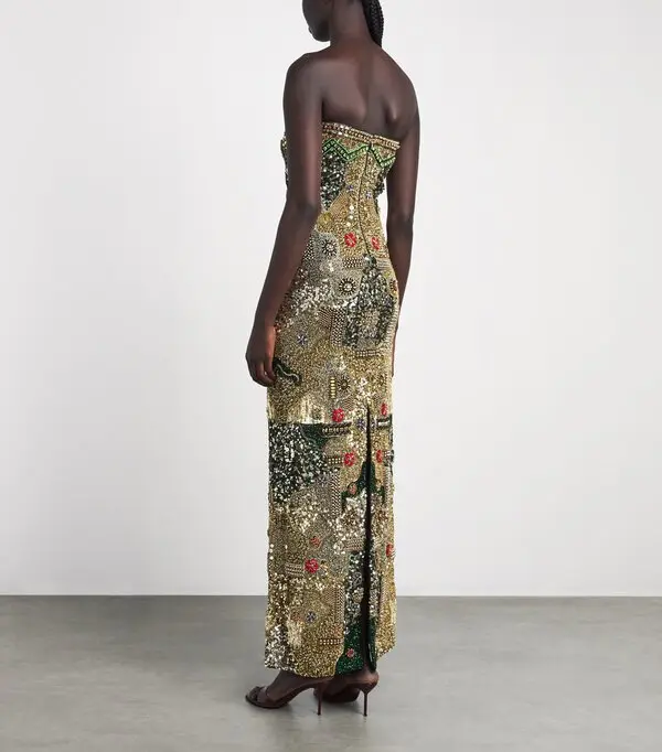Alice + Olivia Hand-embroidered Delora Column Gown