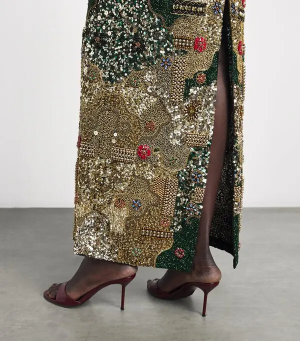 Alice + Olivia Hand-embroidered Delora Column Gown