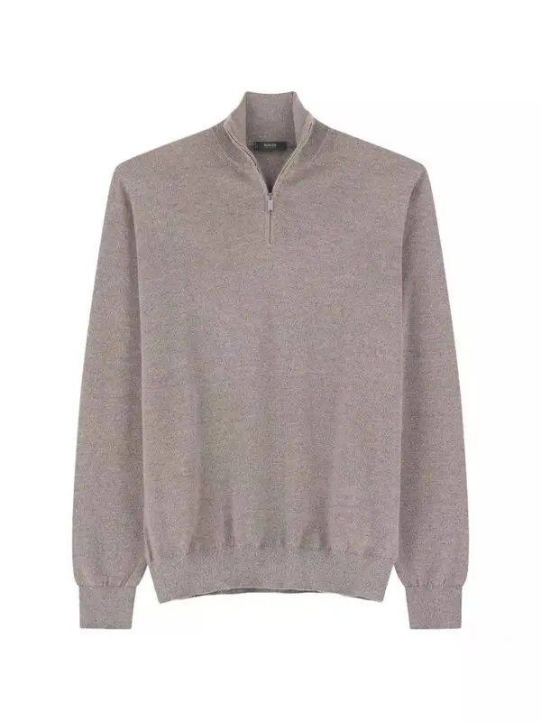 Boggi Milano Roll-neck Jumper Quarter-zip Merino-wool Cashwool® Moulin - Neutrals