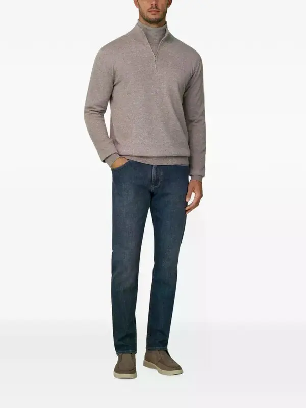 Boggi Milano Roll-neck Jumper Quarter-zip Merino-wool Cashwool® Moulin - Neutrals
