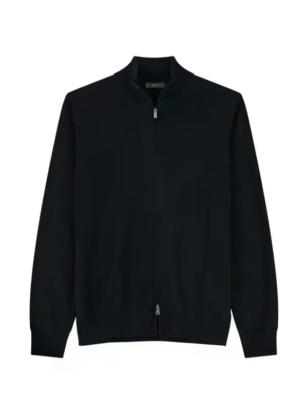 Boggi Milano Full-zip Jumper In Extrafine Merino Wool