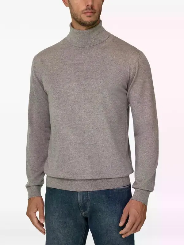 Boggi Milano Turtleneck Jumper In Merino Wool Cashwool® Moulin - Neutrals