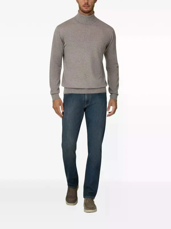 Boggi Milano Turtleneck Jumper In Merino Wool Cashwool® Moulin - Neutrals