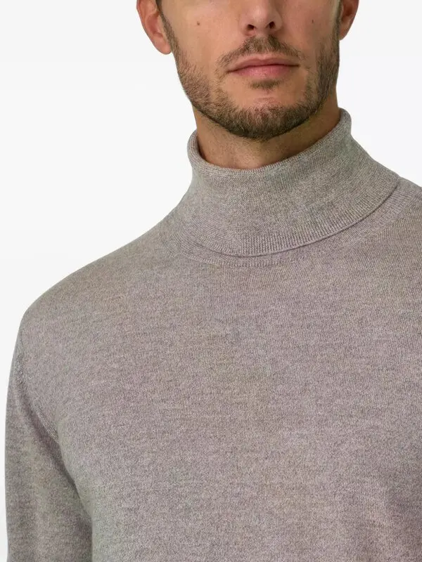 Boggi Milano Turtleneck Jumper In Merino Wool Cashwool® Moulin - Neutrals