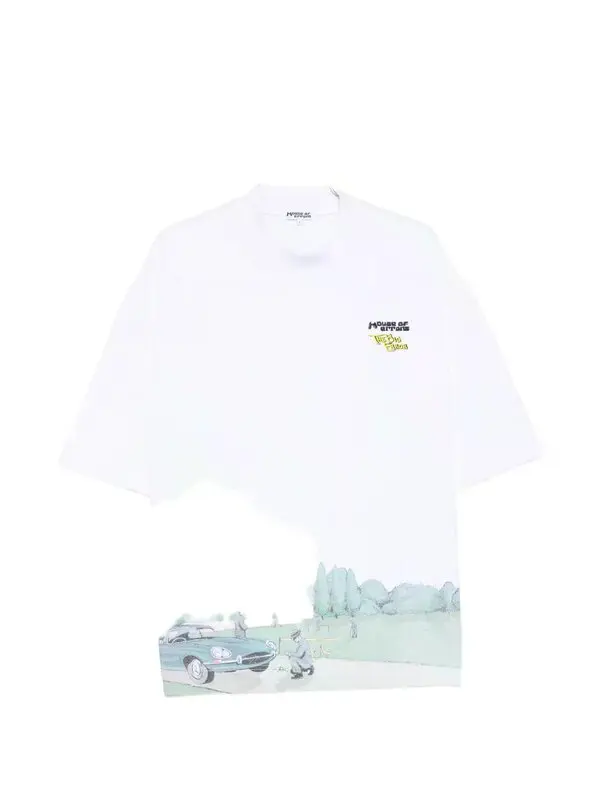 HOUSE OF ERRORS Graphic-print High-neck T-shirt - White