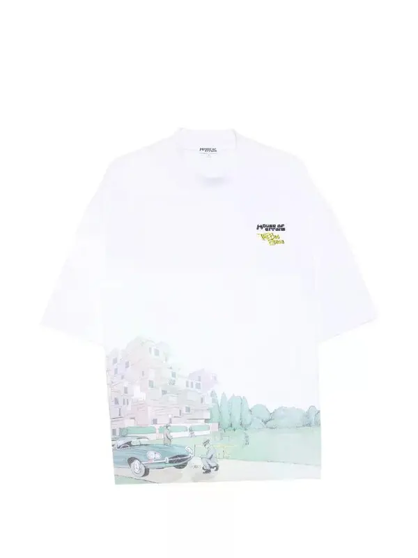 HOUSE OF ERRORS Graphic-print High-neck T-shirt - White
