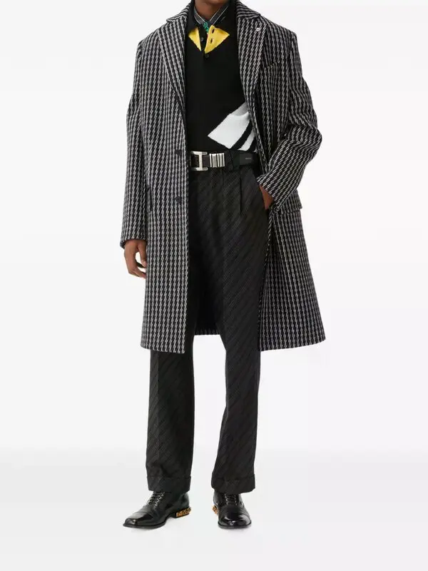Versace Jacquard Wool & Cashmere Coat