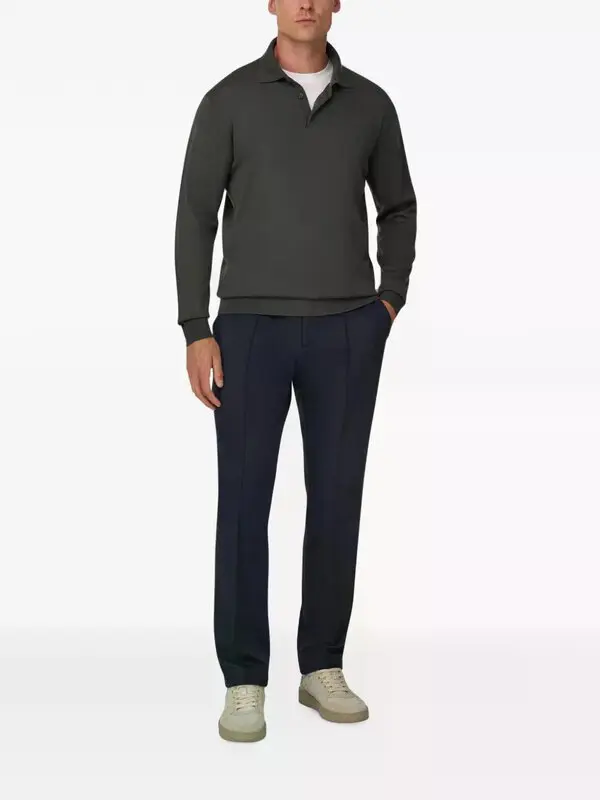 Boggi Milano City Trousers In Cotton Blend Jersey - Blue