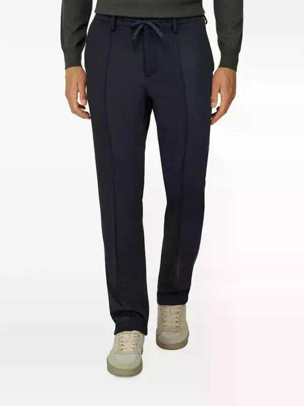 Boggi Milano City Trousers In Cotton Blend Jersey - Blue