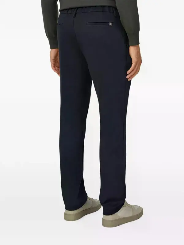 Boggi Milano City Trousers In Cotton Blend Jersey - Blue