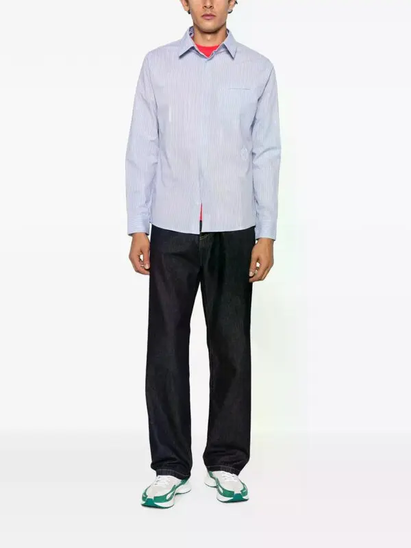 Iceberg Vertical-stripe Logo-embroidered Shirt - Blue