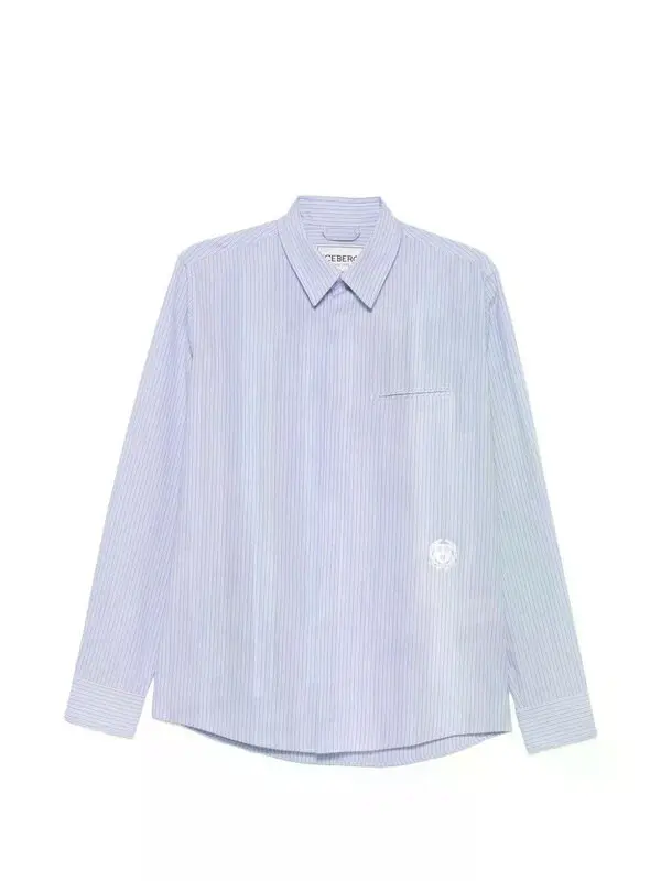 Iceberg Vertical-stripe Logo-embroidered Shirt