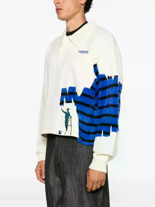 HOUSE OF ERRORS Graphic-intarsia Polo Polo Shirt