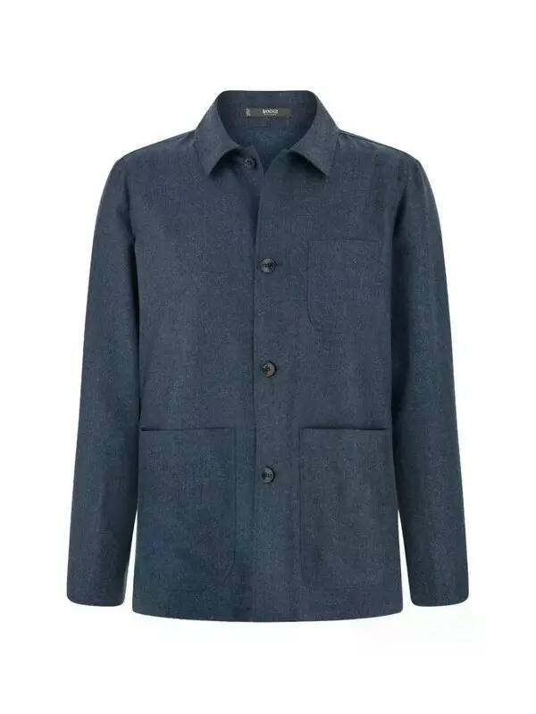 Boggi Milano Shacket In Wool Flannel Mélange