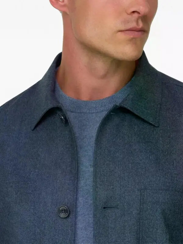 Boggi Milano Shacket In Wool Flannel Mélange