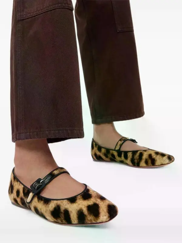 LOEFFLER RANDALL Mary Jane Leopard-print Ballet Flats - Brown