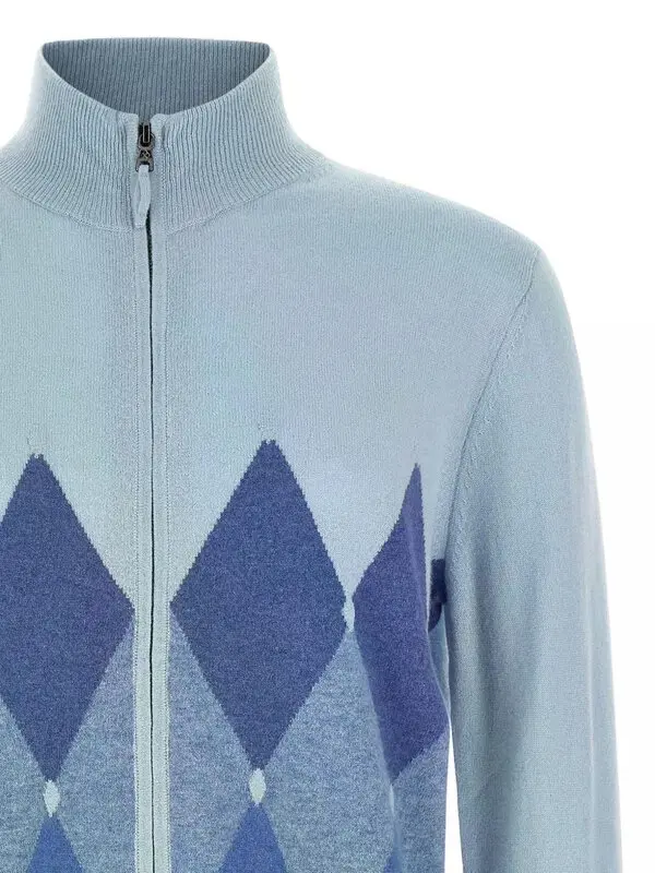 BALLANTYNE Intarsia Diamond Cardigan