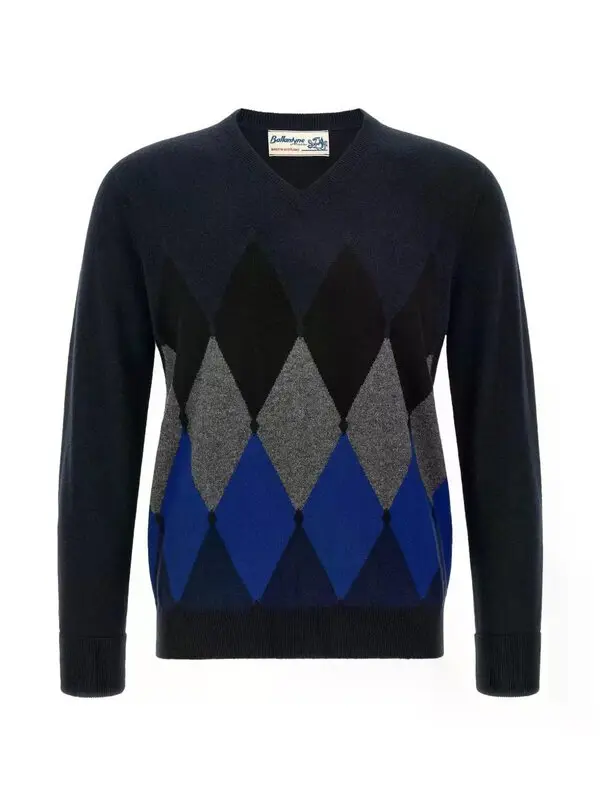 BALLANTYNE Diamond-intarsia V-neck Sweater