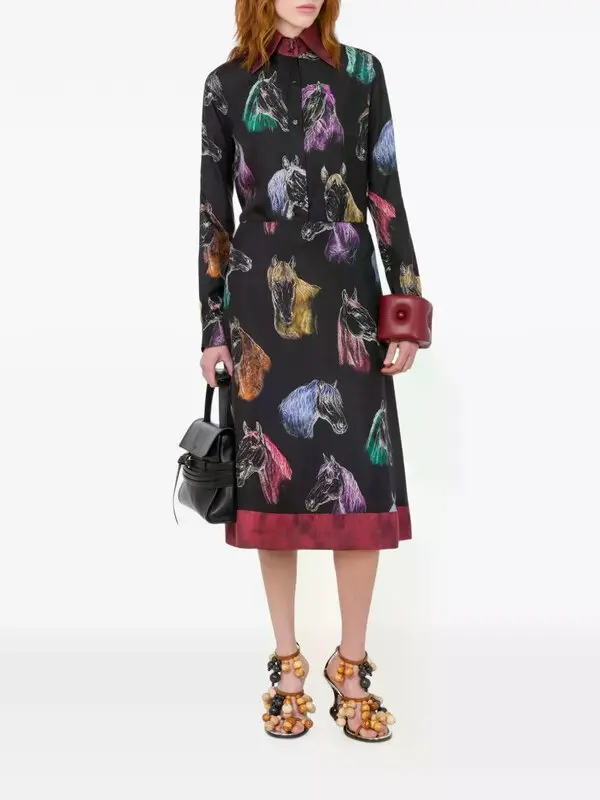 Moschino Horse-print Silk Shirt - Black