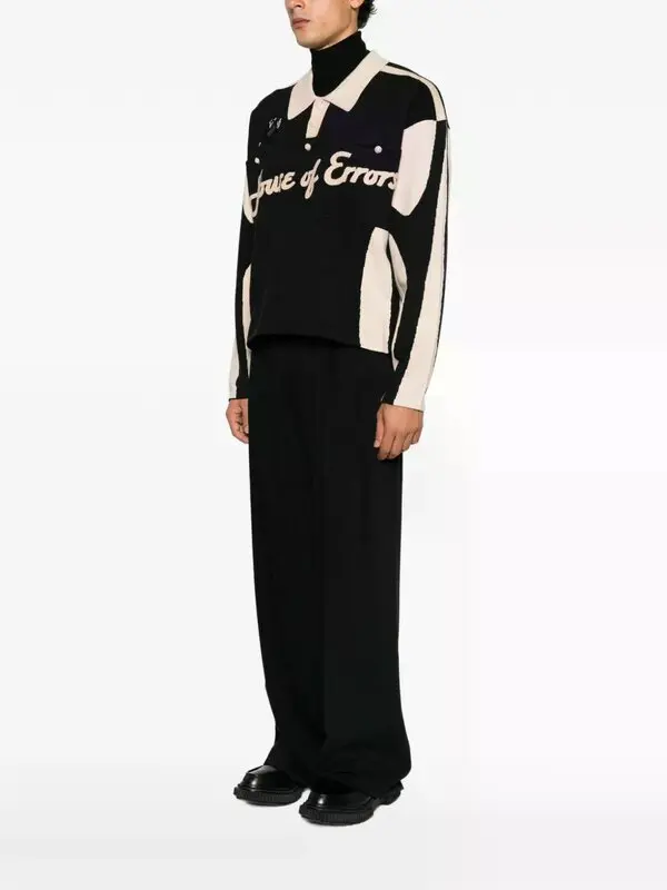 HOUSE OF ERRORS Logo-embroidered Polo-collar Polo Shirt - Black