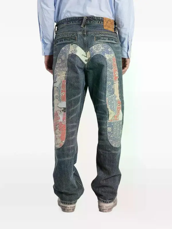 EVISU Distressed Patchwork Jeans