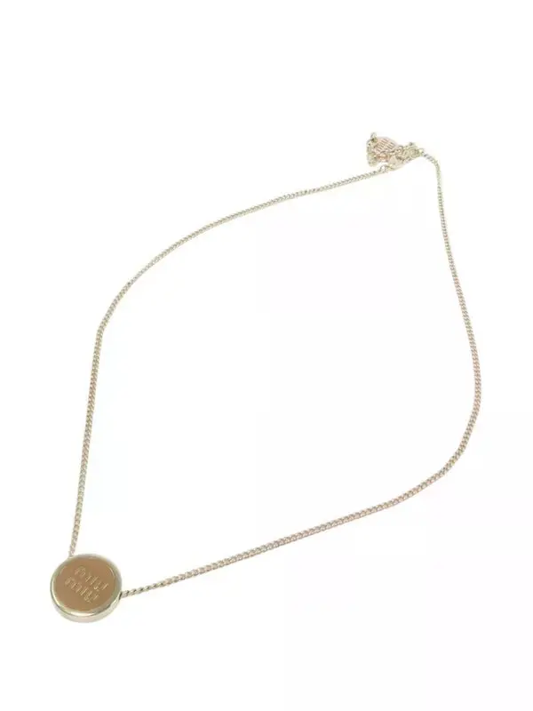 Miu Miu Logo Pendant Necklace - Gold
