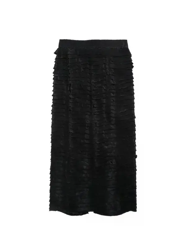 ALYSI Lunga Tiered Ruffled Midi Skirt - Black