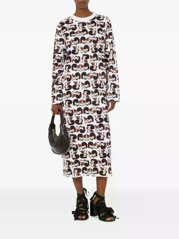 Moschino Mafalda-print Long-sleeve Dress