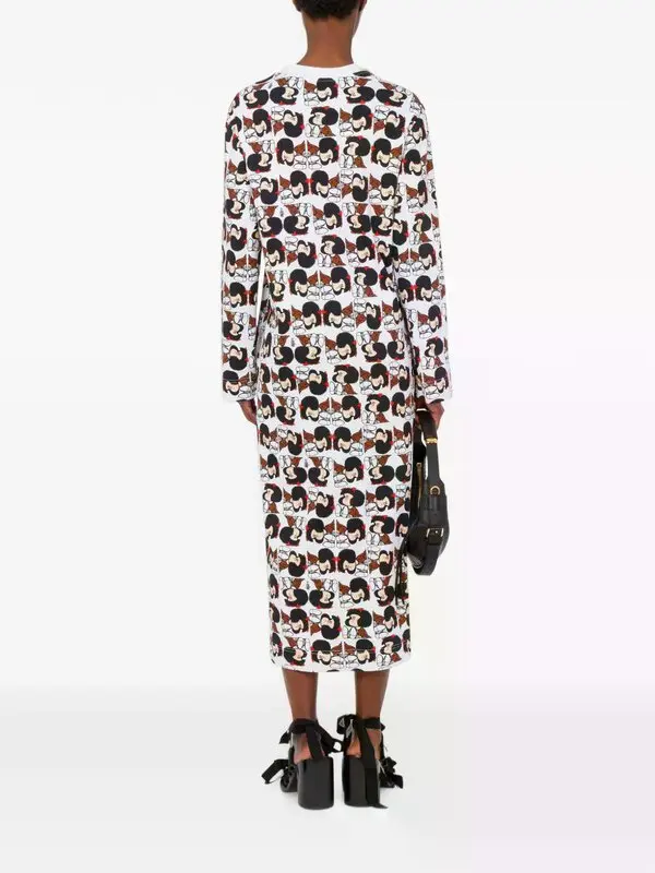 Moschino Mafalda-print Long-sleeve Dress