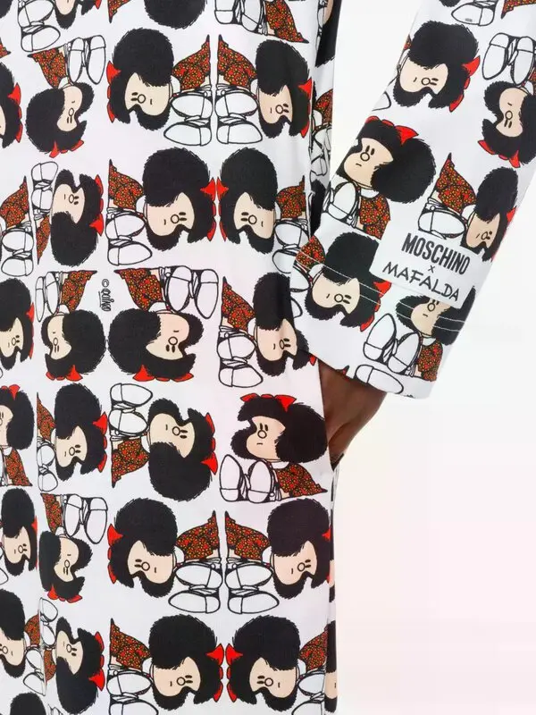 Moschino Mafalda-print Long-sleeve Dress