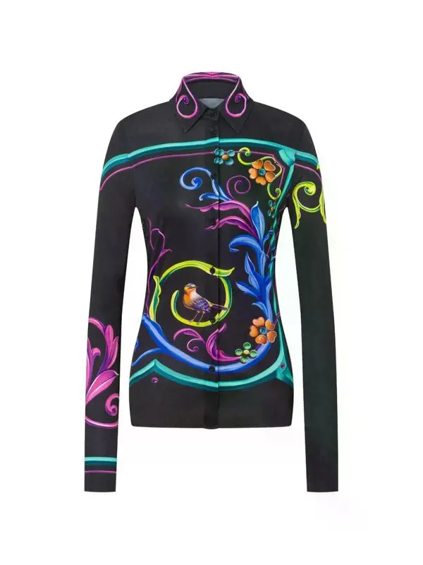 Moschino Floral-print Long-sleeve Shirt - Black