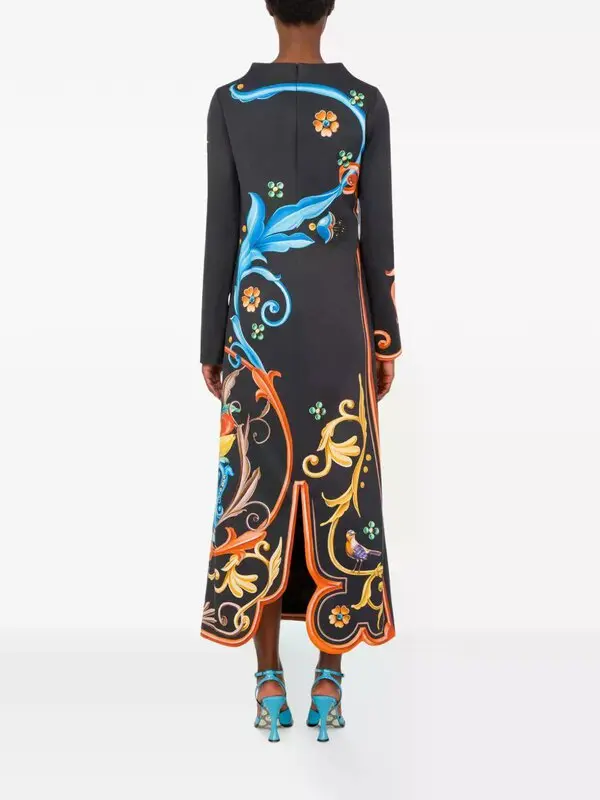 Moschino Cut-out Baroque-print Maxi Dress - Black