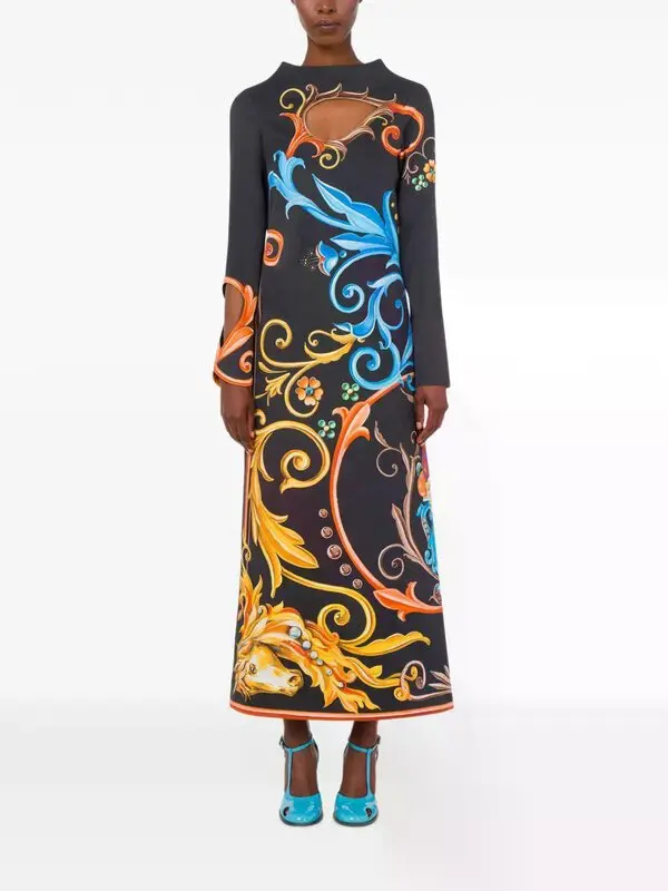 Moschino Printed Cotton Gabardine Dress - Black