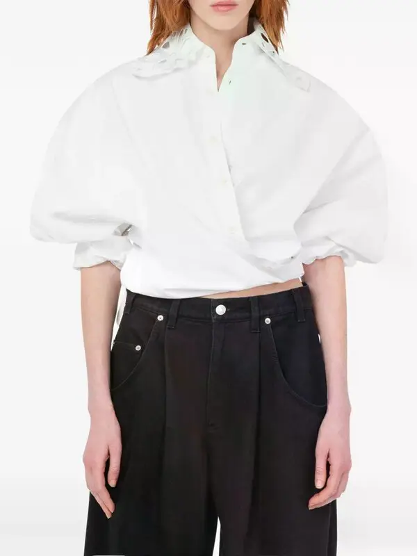 Moschino Broderie-anglaise Wrap-front Shirt - White