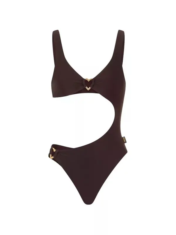 Moschino Heart-motif Cut-out Swimsuit - Brown