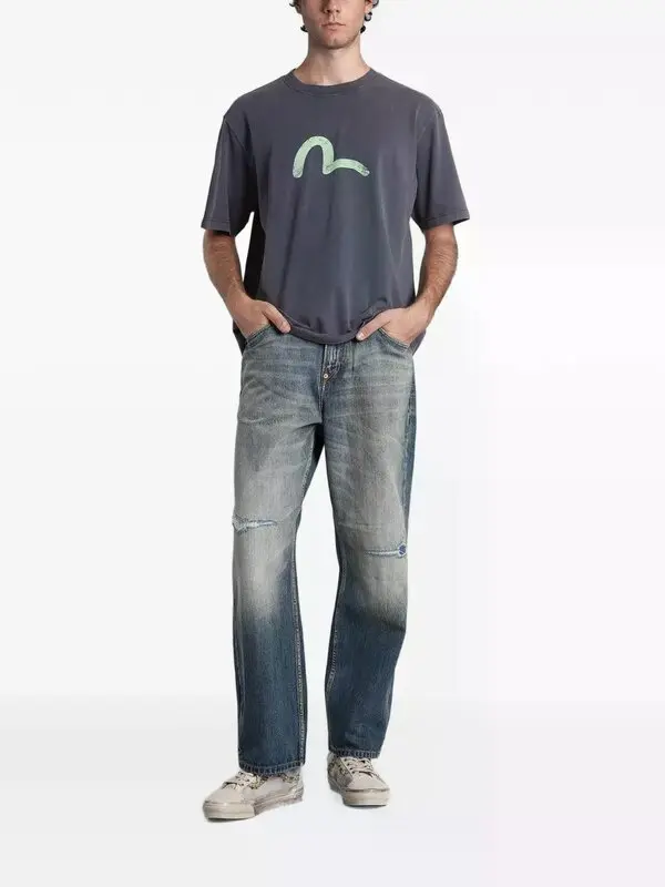 EVISU Daicock-print Distressed Jeans