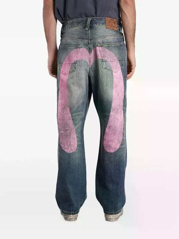 EVISU Daicock-print Distressed Jeans